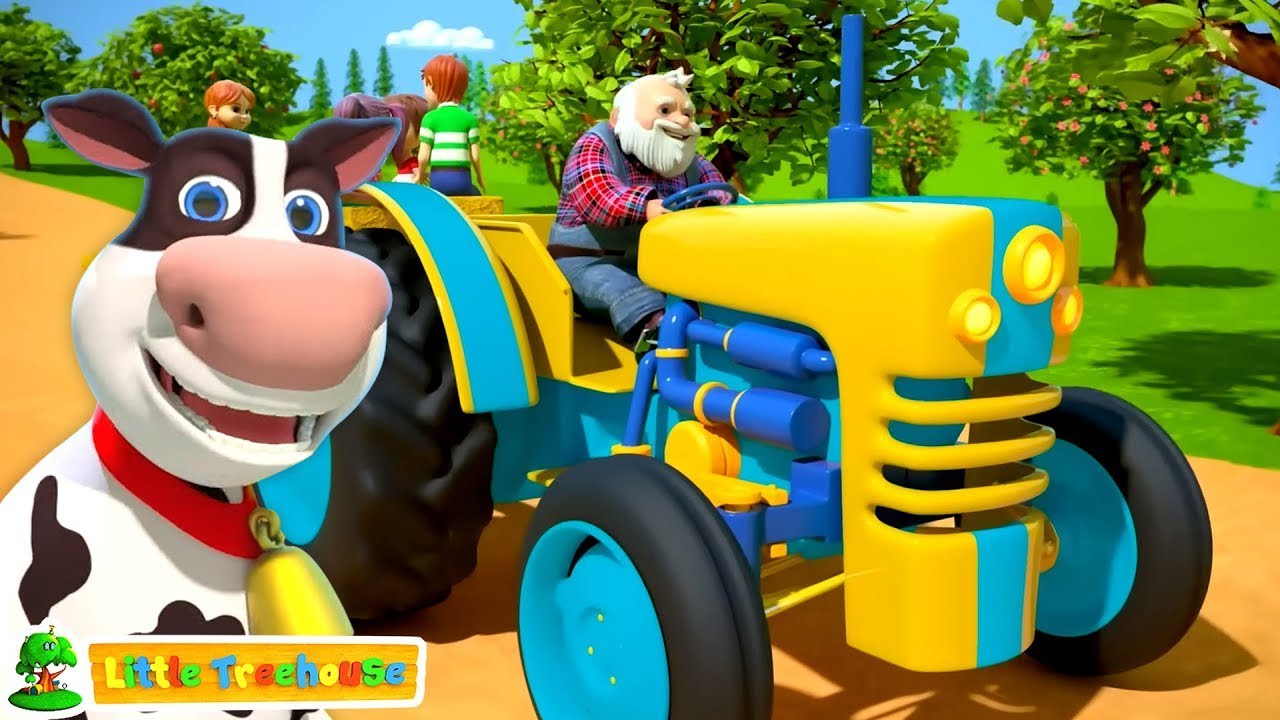 Learn Farm Animals with Wheels on the Tractor Vehicle Rhyme & Song for ...