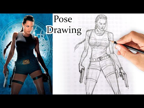 How to draw Lara-Croft pose / Anime Girl Body shape drawing