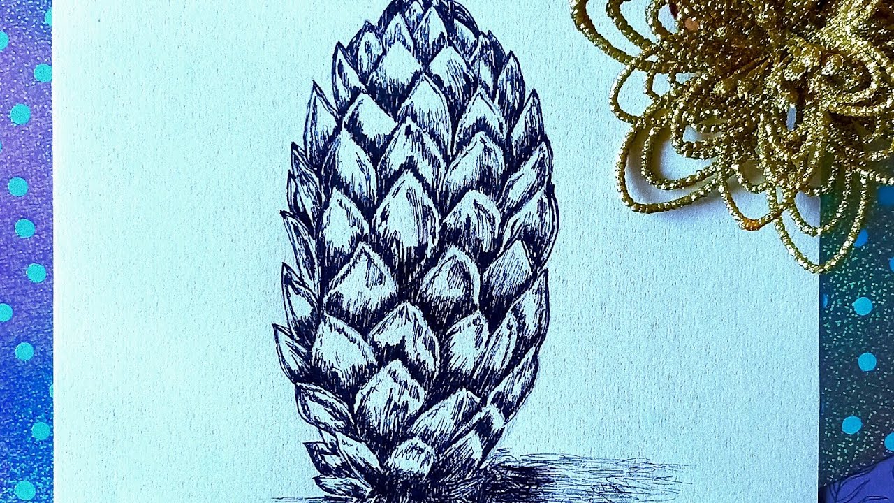How to draw a pine cone, ink drawing #art #painting #drawing #diy #crafts - YouTube