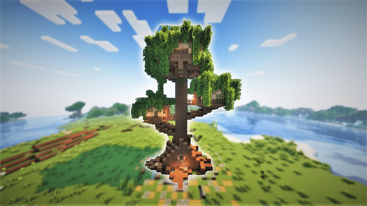 Minecraft tree house base with schematics #minecraft #minecraftbuild # ...