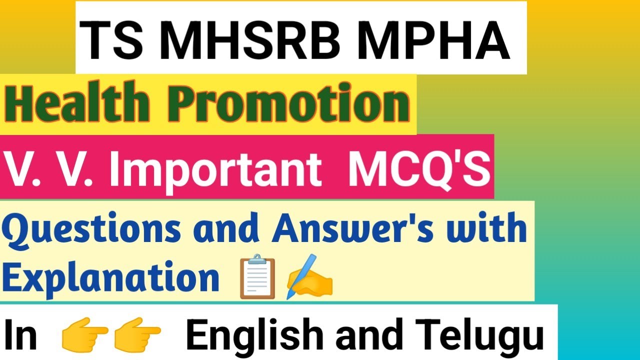 HEALTH PROMOTION // V.V.IMPORTANT QUESTIONS AND ANSWERS With ...