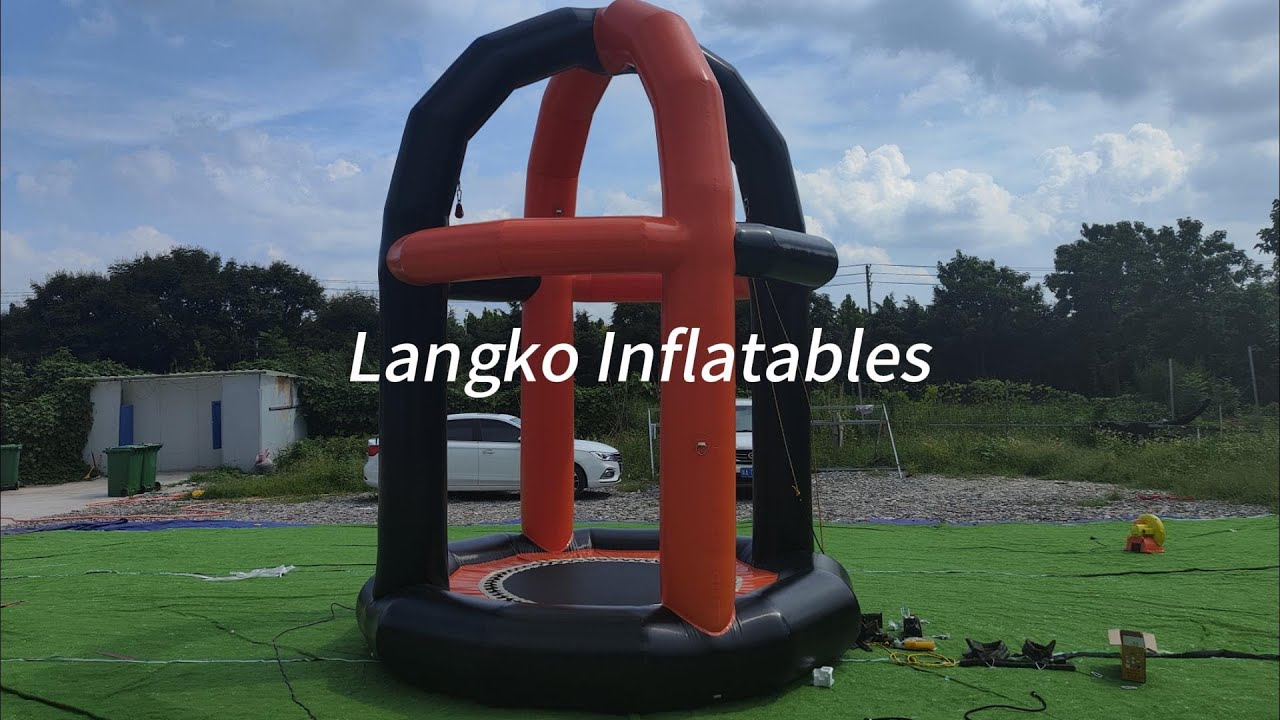 Kids and Adults Inflatable Bungee Trampoline With Harness - YouTube