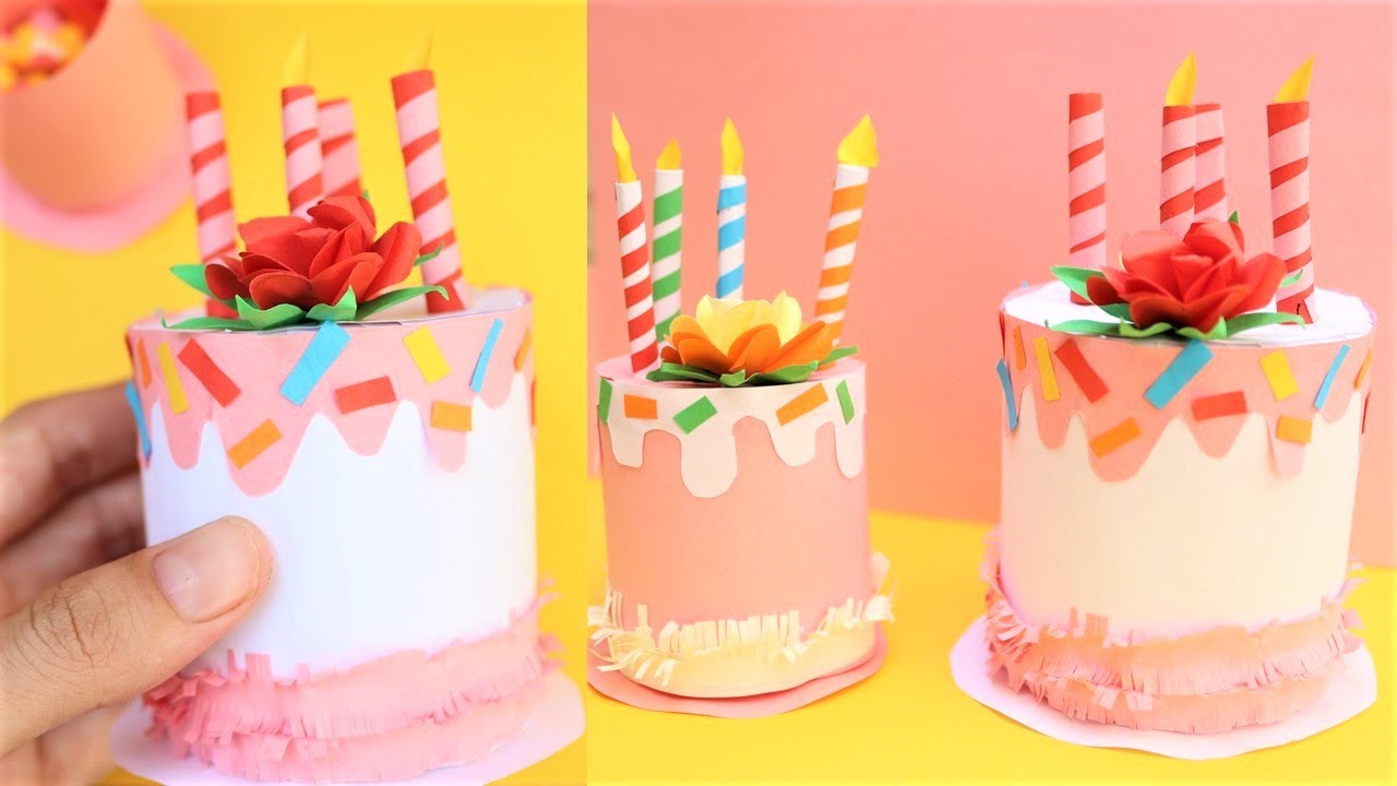 DIY Paper Cake Gift Box / cake box / paper cake box/ paper cake - YouTube