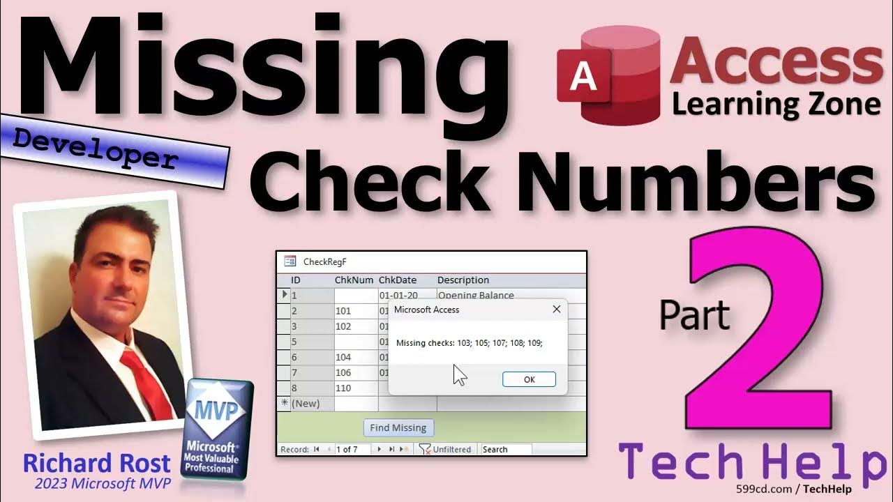 How to Find Gaps in Your Check Number Sequence in Microsoft Access, Part 2 - YouTube