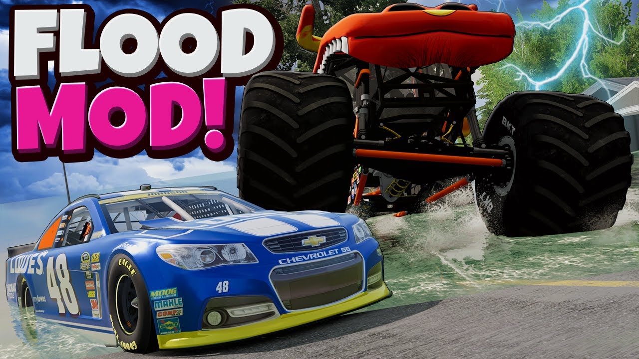 I Used a Monster Truck & NASCAR to Escape an EXTREME FLOOD MOD in ...