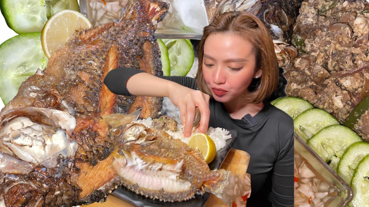 SISIG + PRITONG TILAPIA MUKBANG || FILIPINO LUNCH - YouTube