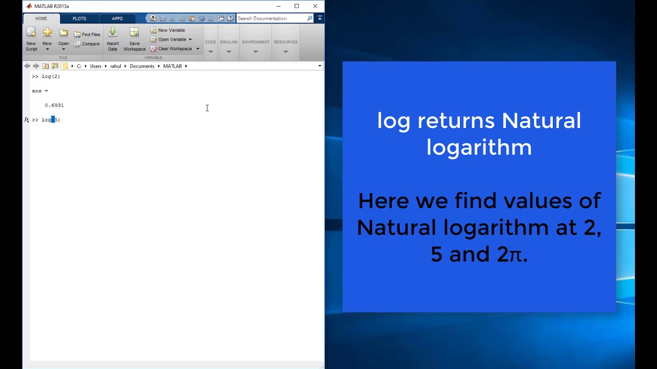 How MATLAB Log Function Gives Natural Logarithm ln YouTube