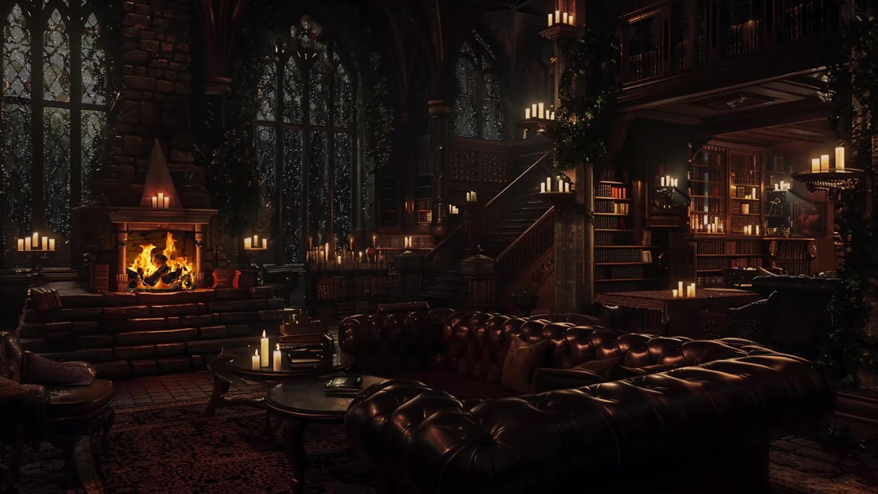 Relaxing Castle Rain Ambience | Rolling Thunder with a Cozy Crackling ...