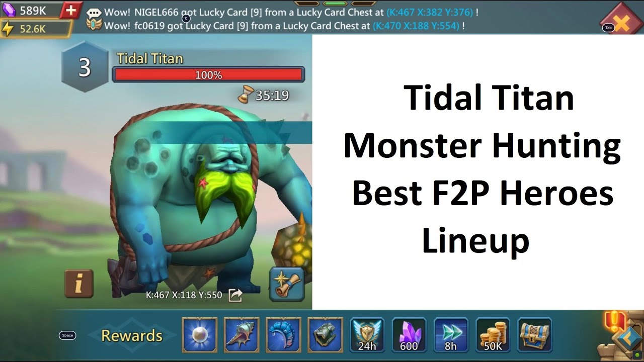 Lords Mobile: Tidal Titan Monster Hunting Best F2P Heroes Lineup - YouTube