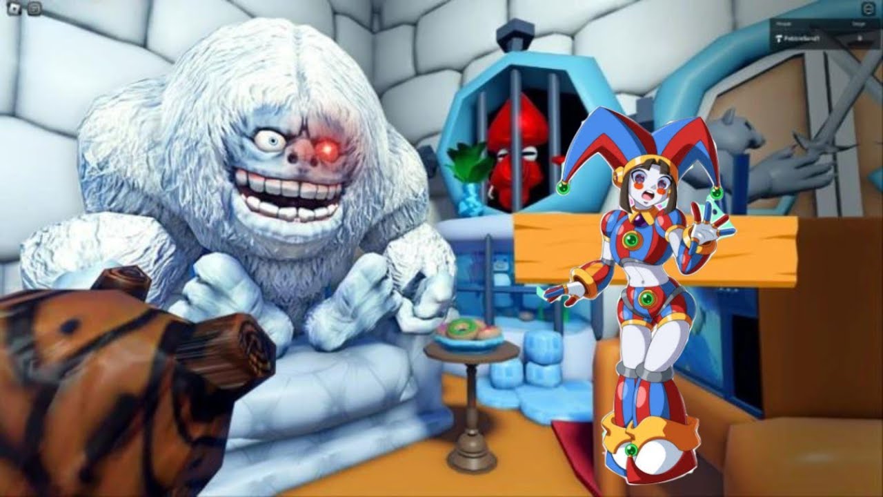 POMNI AFRAID OF YETI AT YETI'S ICE VILLAGE RUN! 🧊 (FIRST PERSON OBBY ...