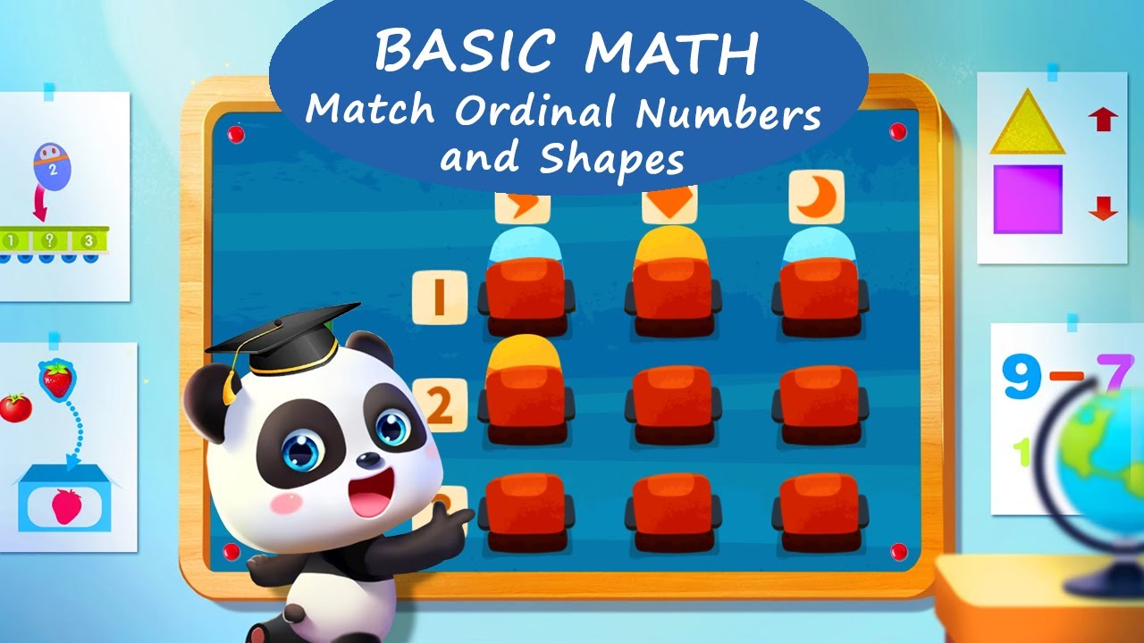 Baby Panda Learning Academy #8 - Basic Math - Match Ordinal Numbers and ...