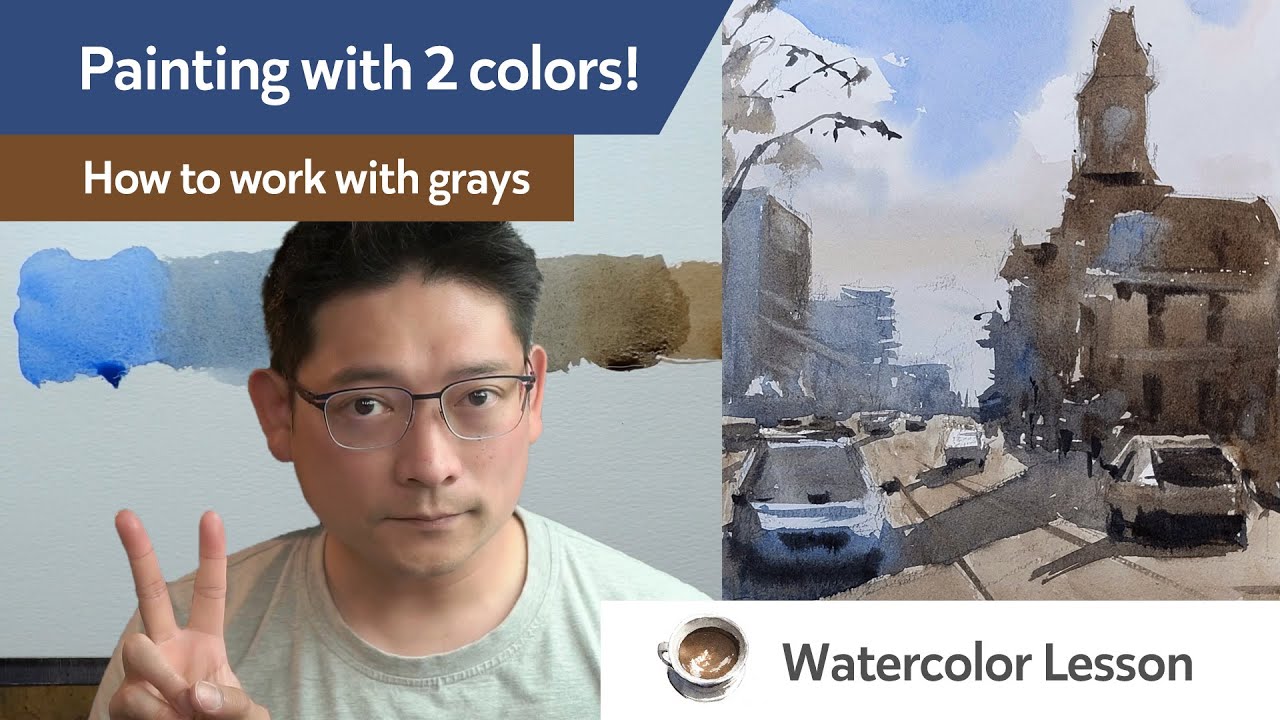 Painting with only 2 colors! How to work with grays - YouTube