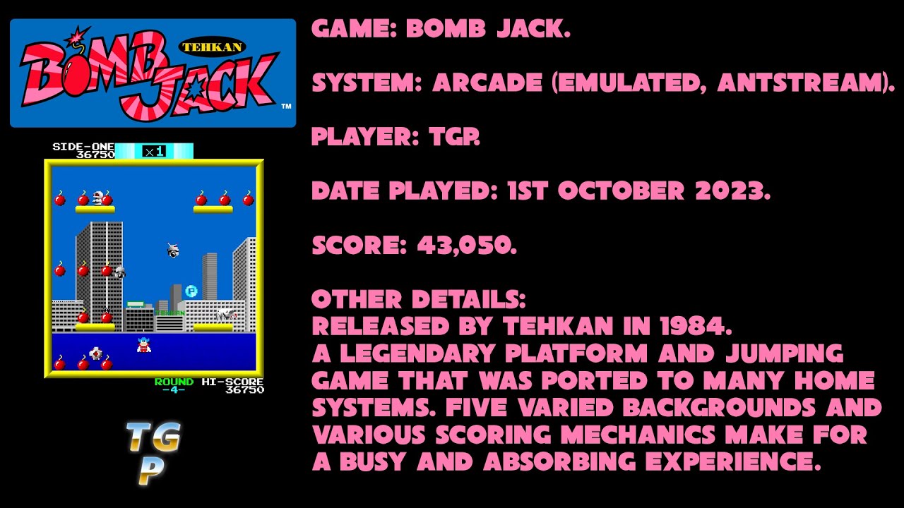 Bomb Jack - Tehkan - Antstream - Arcade version - 85,000 points. - YouTube