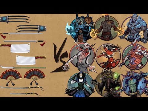 Shadow Fight 2 || ALL WEAPONS OF BOSS vs ALL BOSSES UNDERWORLD 「Android Gameplay」