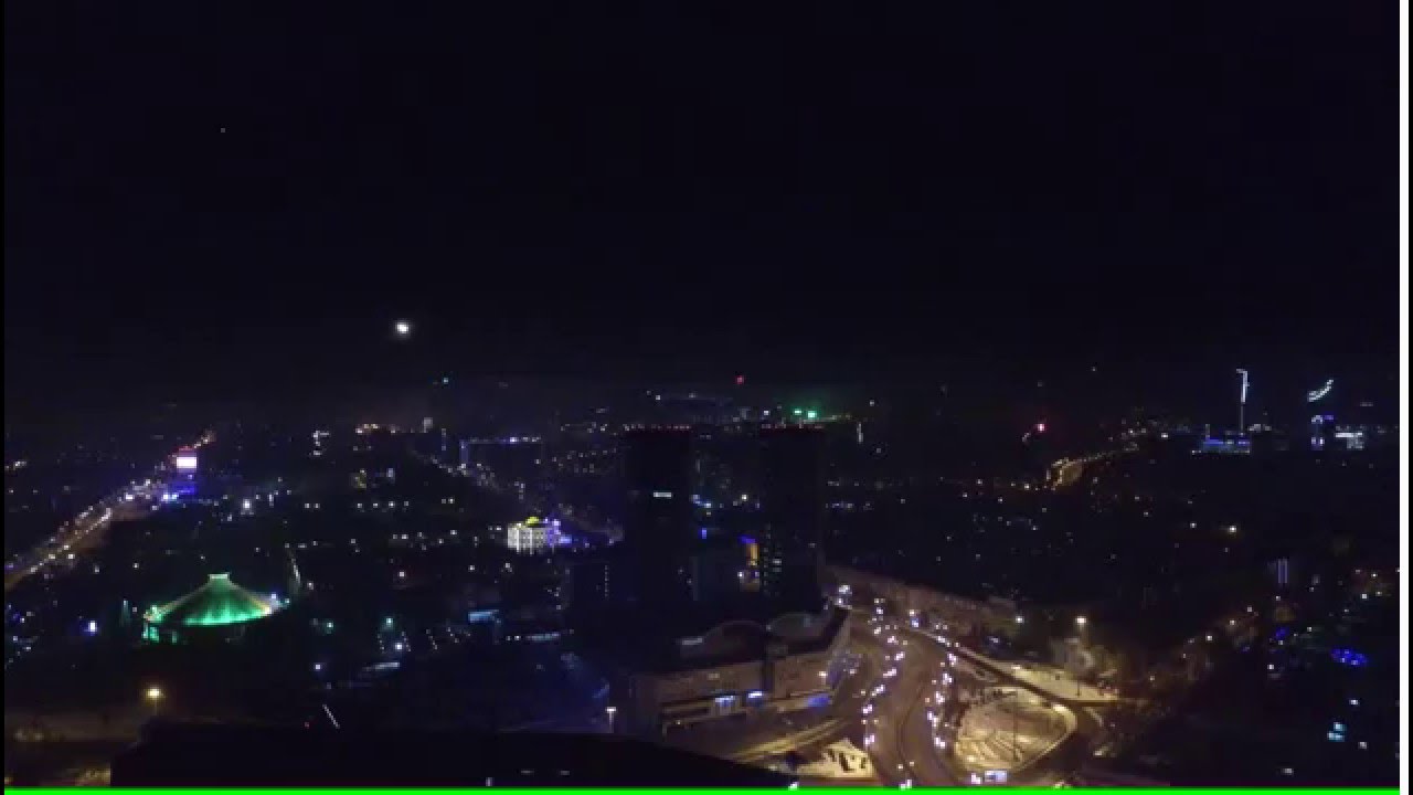 Новогоднее небо Алматы с высоты птичьего полёта 4К - YouTube
