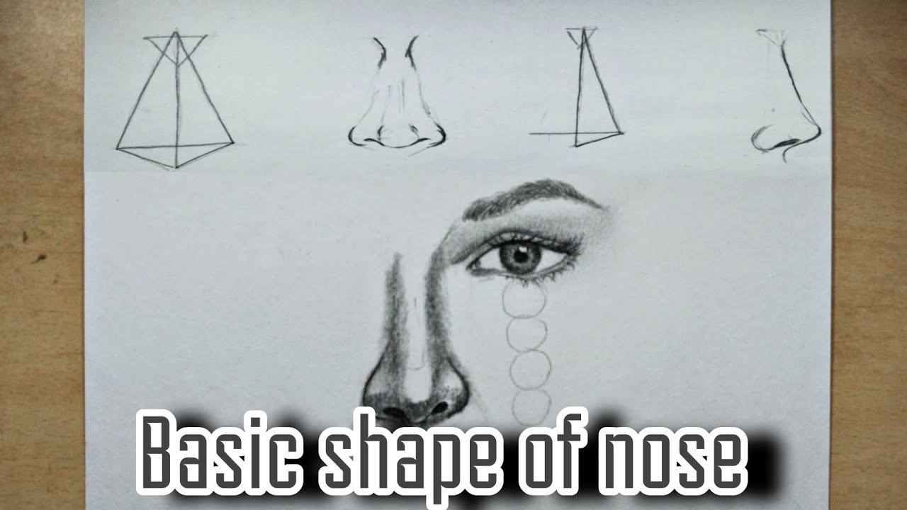 How To Draw A Nose Using Basic shapes Very Easy || Basic shape of nose ...