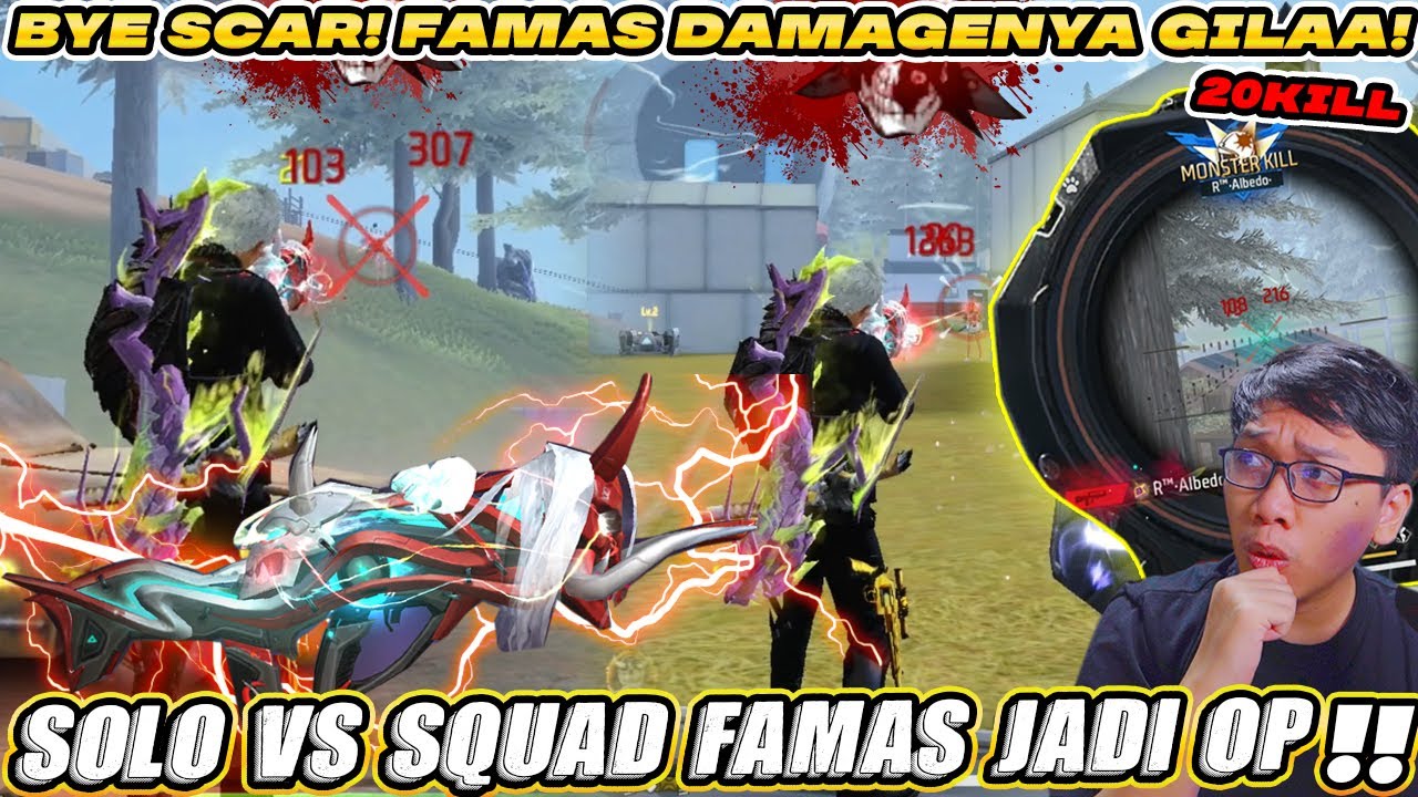 COBAIN SOLO VS SQUAD FAMAS DIBUFF DAMAGE JADI SAKIT BANGET SUMPAH CU ...