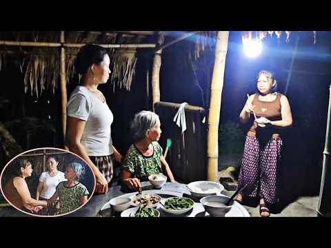 The old woman was so angry that she kicked her daughter out of the meal