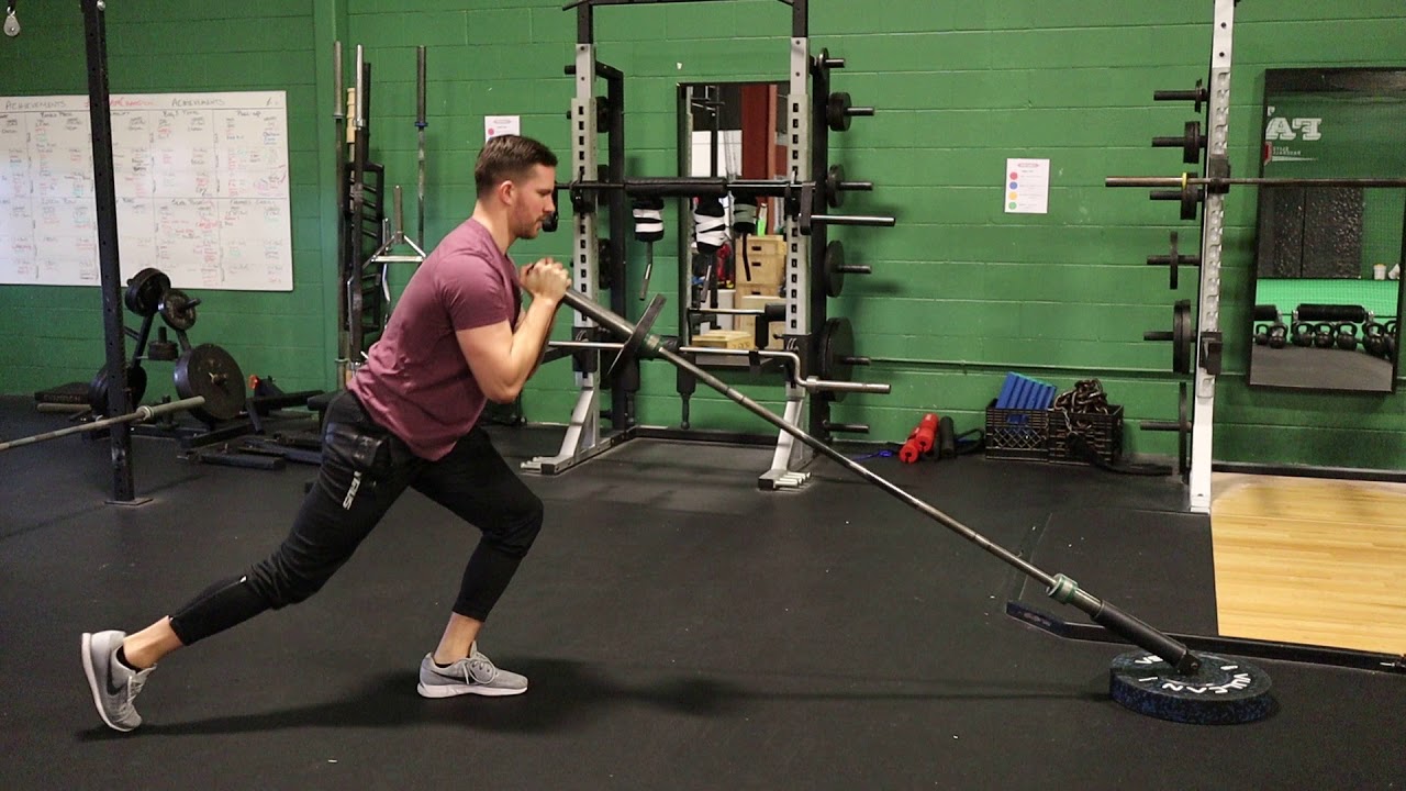 Landmine Push Press and Reverse Lunge Combo - YouTube