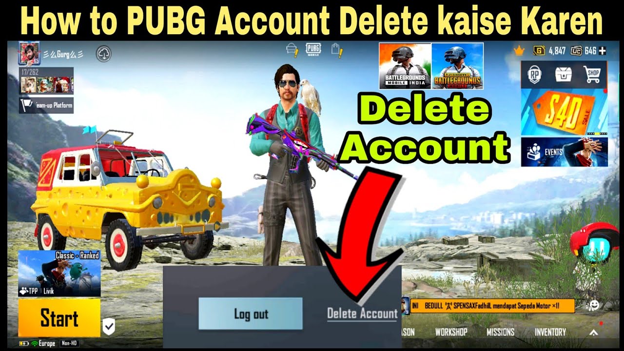 How to Delete PUBG MOBILE Account Permanently 1.8 update BGMI - YouTube