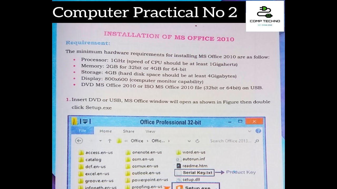 Class 9 Practical No 2 (Installation of MS OFFICE 2010) - YouTube