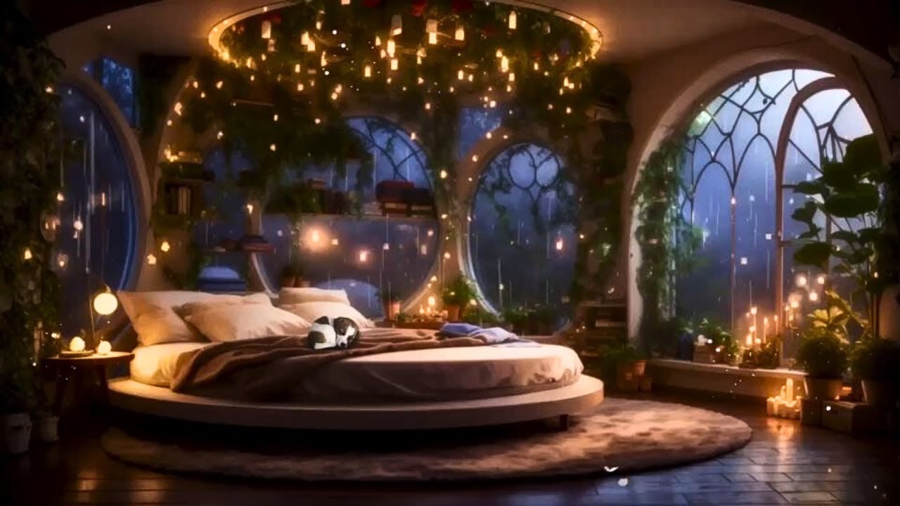 Magical Fairy Bedroom Night Ambience | Rain, Thunder & Fireplace Sounds ...