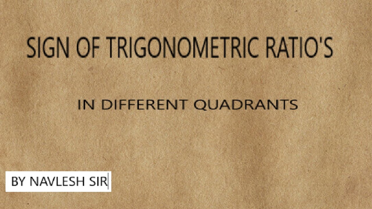 Sign of trigonometric ratio's in different quadrants (trigo 1) - YouTube