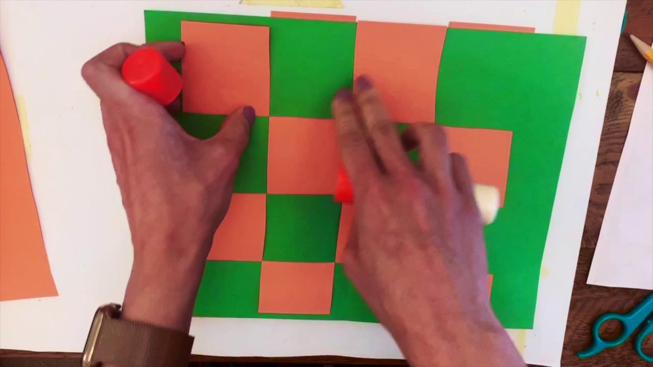 Simple 2 color paper Weaving for K and 1st grade - YouTube