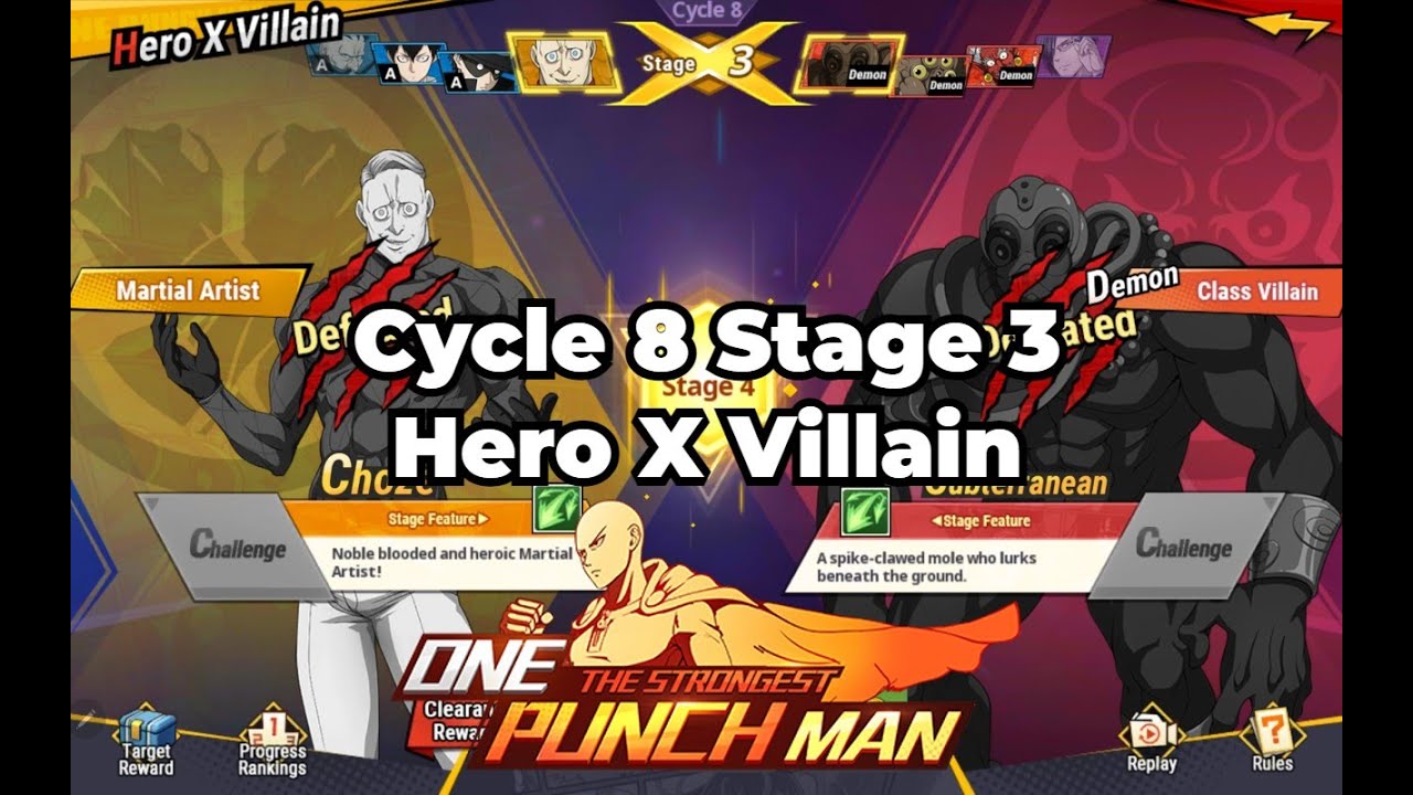 Hero X Villain Cycle 8 Stage 3 One Punch Man The Strongest - YouTube
