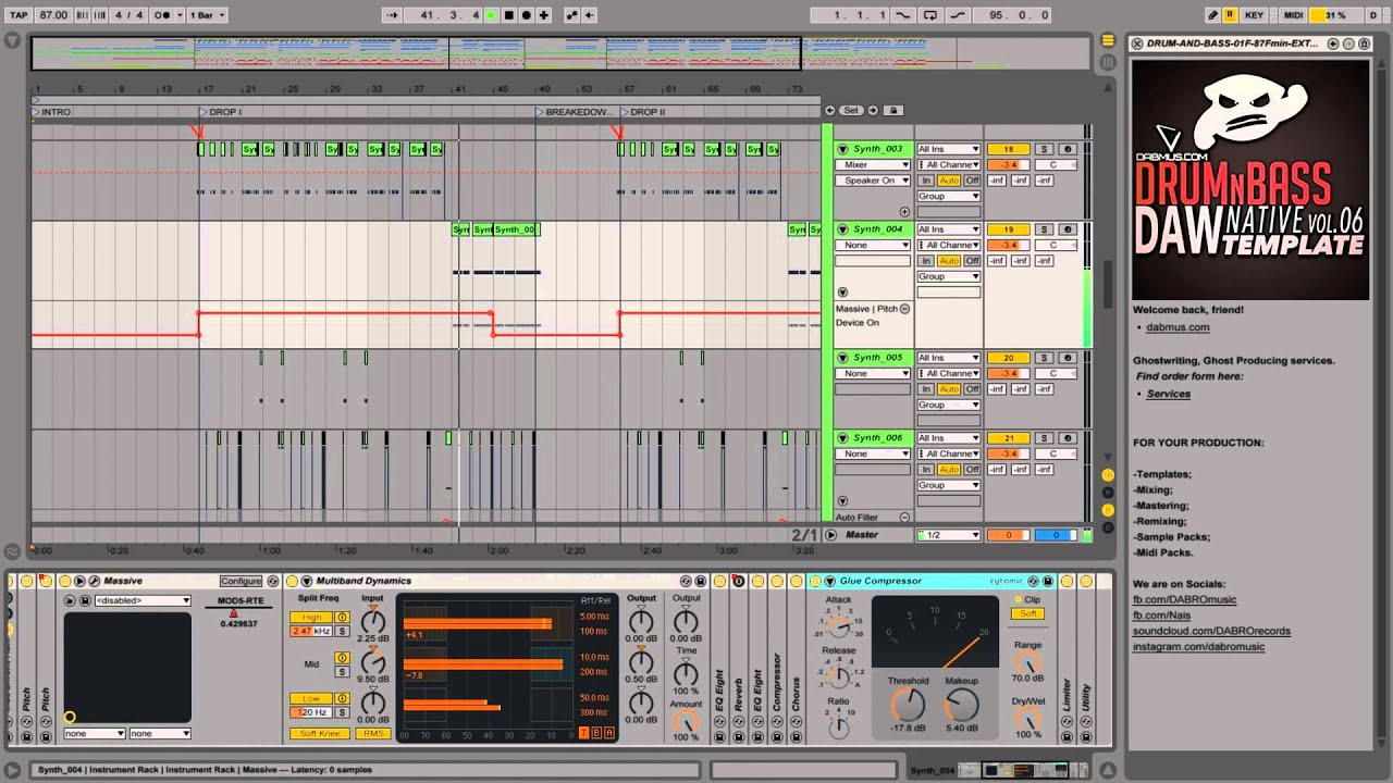 Drum And Bass 6N – Ableton Live 9 Template • DABROmusic - YouTube