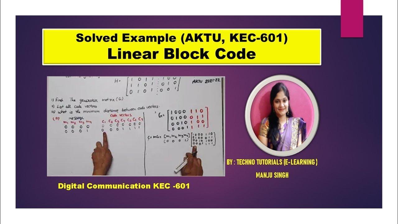 Linear Block Code Example | Solved question of Previous year paper | digital communication - YouTube