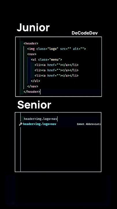 Junior vs Senior: HTML Emmet Version #html #webdevelopment #coding #html5 - YouTube