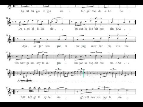 Bu Şarkı Hiç Bitmesin - Nota Eşliğinde Karaoke (Ahenk: Kız Neyi - 4 Ses - B)