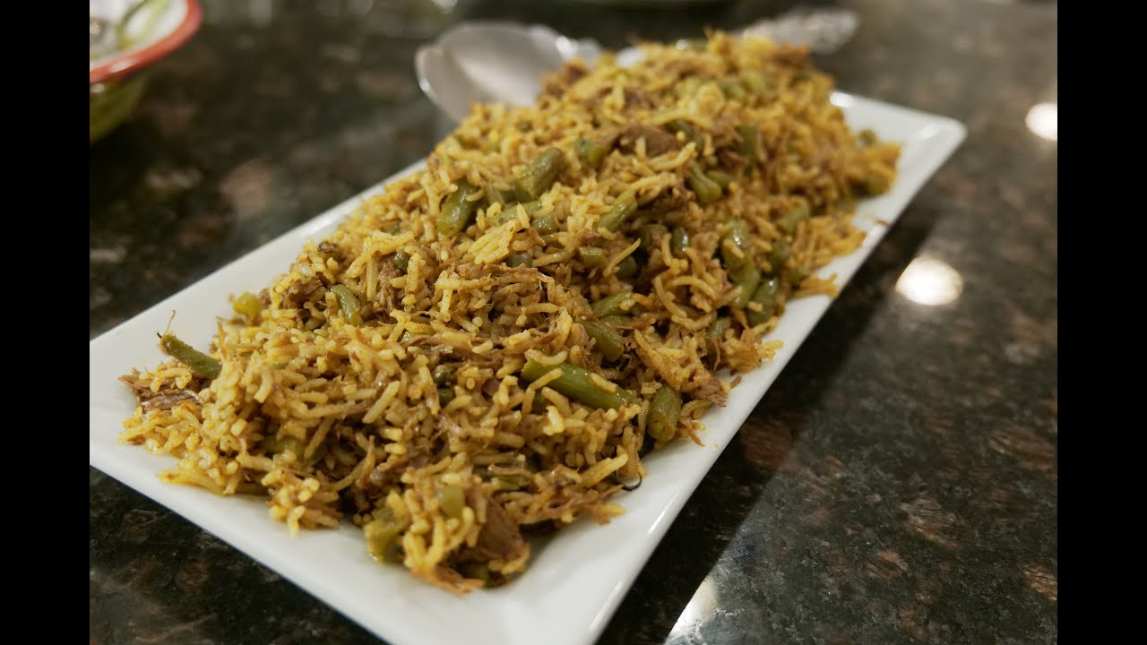 How to make Red Rice with Meat Lubia Polo - YouTube