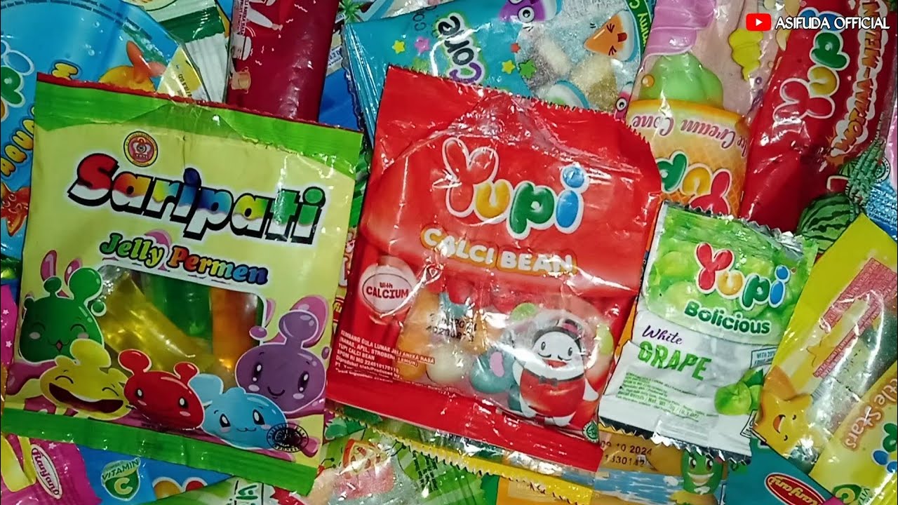 Unboxing Saripati Jelly Permen Green 🍬🍬Yupi Calci Bean Red🐧🐧Yupi ...