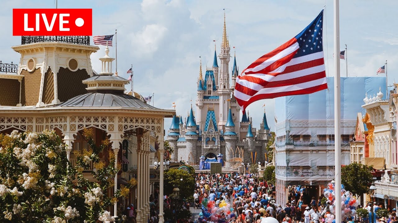 🔴LIVE Memorial Day at Magic Kingdom! Flag Ceremony, Genie+, Fireworks ...