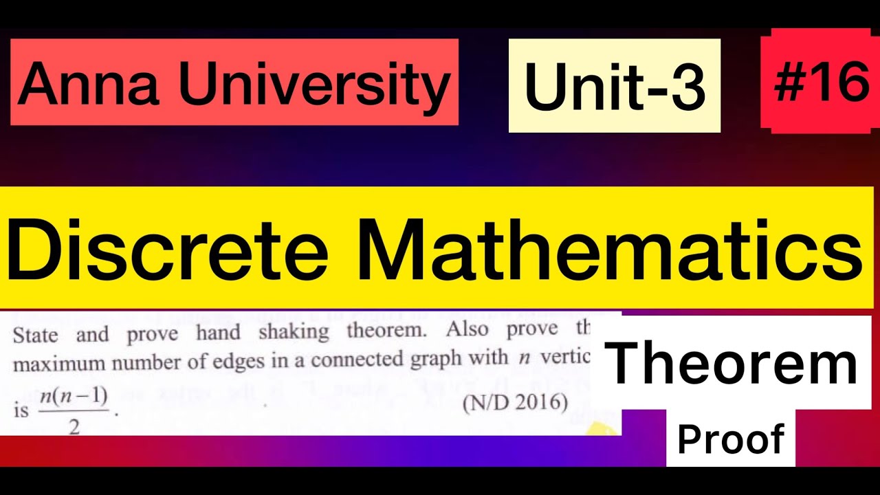 Discrete Mathematics Graph Theory Important Theorem Proof Unit 3 16 Anna University 9102