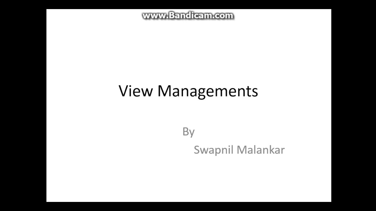 View Management (BE13F05F026) - YouTube