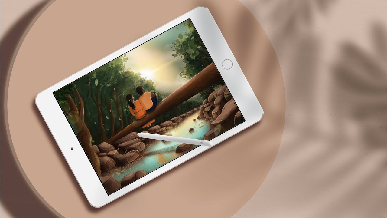 Draw With Me - A Romantic Scenery | Procreate Digital Art Tutorial on ...