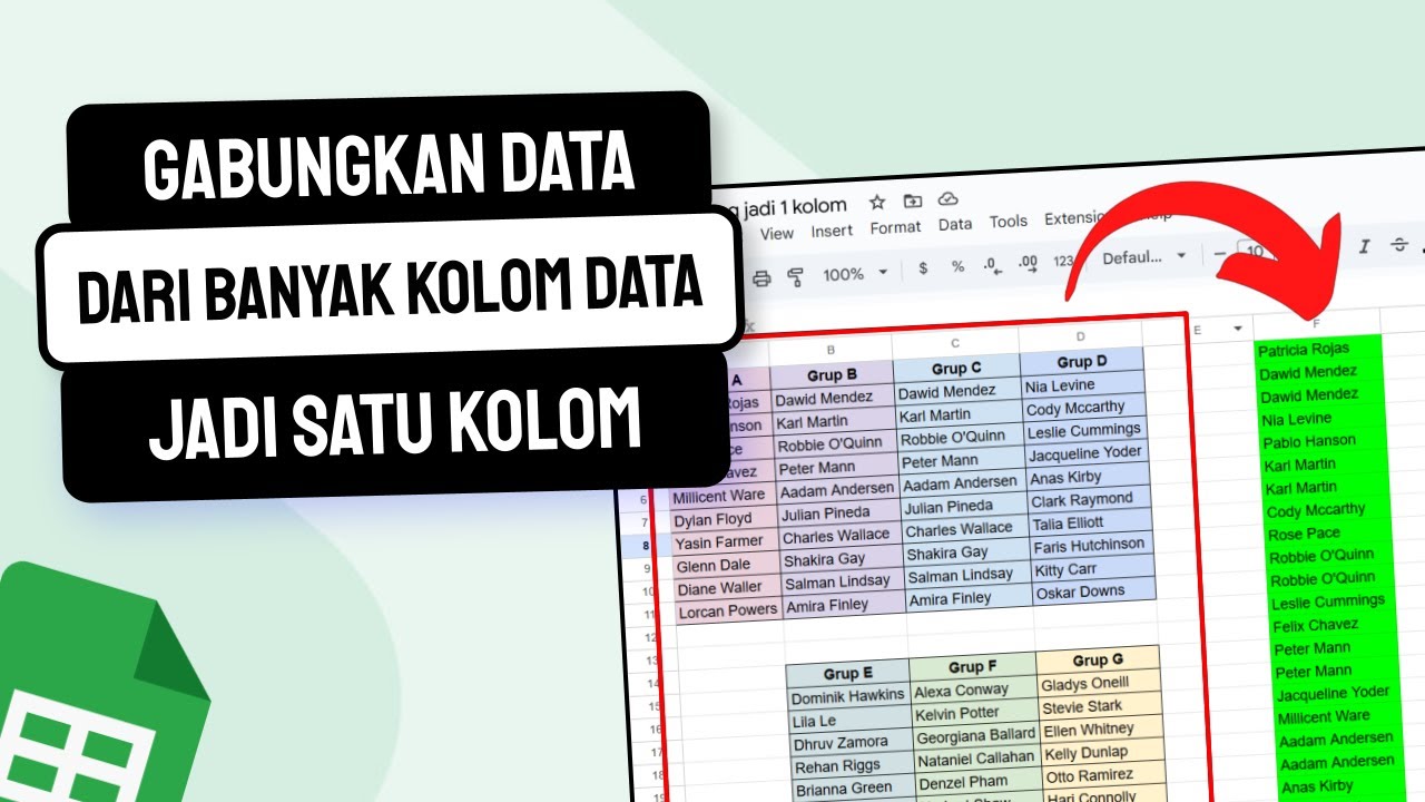 GOOGLE SHEET : Cara Mudah Gabungkan Data dari Kolom Berbeda Jadi Satu ...