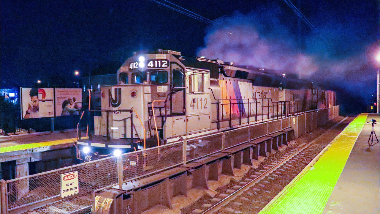 Full HD 60FPS: NJ Transit Stone Train Heads East on the North Jersey Coast Line with 2 Geeps 5 ...