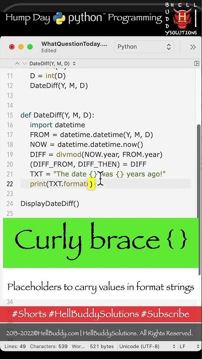 #Shorts – strftime( ) Date String Format - HellBuddy Hump Day Python - YouTube