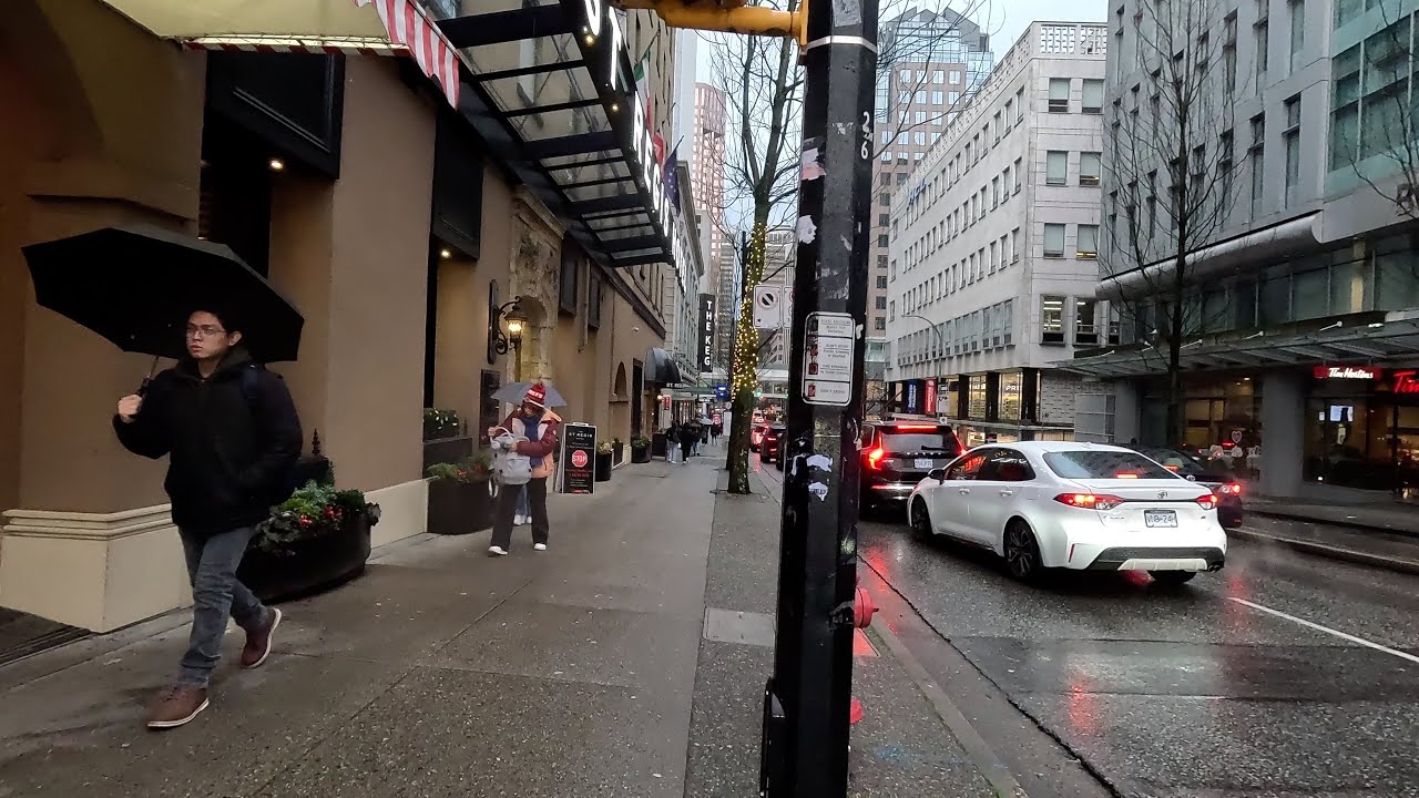 RAINY VANCOUVER BC Canada - Walking on Granville Street (Downtown ...