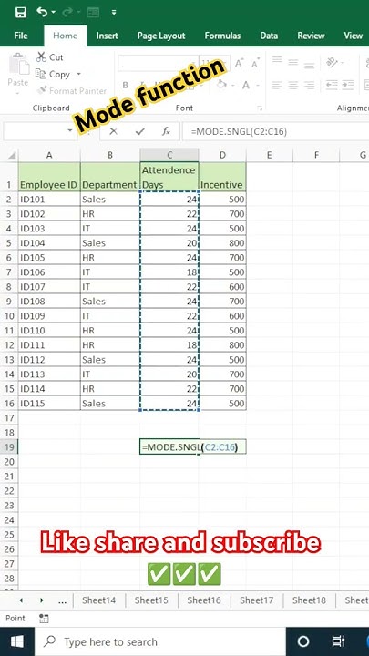 mode Formula in Excel#newexcel #exceltricks #exceltips @excelisfun #sorts - YouTube