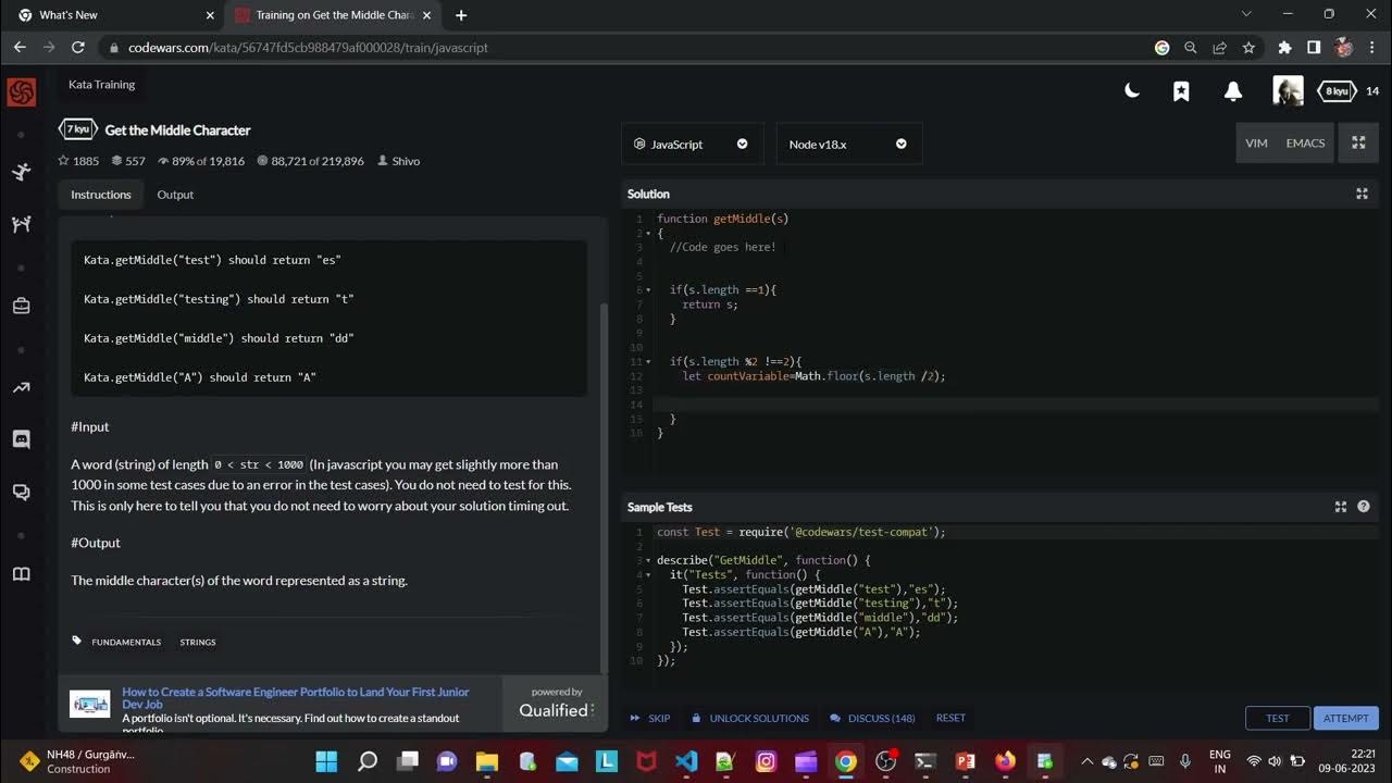 Get the Middle Character Kata || CodeWar|| Explained Live || JavaScript #javascript #codewars ...