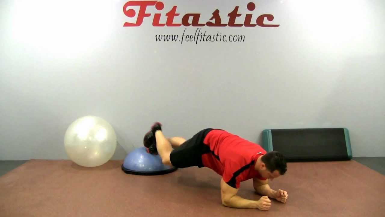 Elevated Feet Bosu Ball Knee Crunch Plank - YouTube