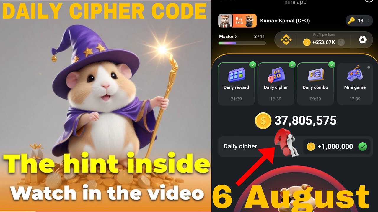 Daily cipher code 6 August 2024 Hamster Combat - YouTube