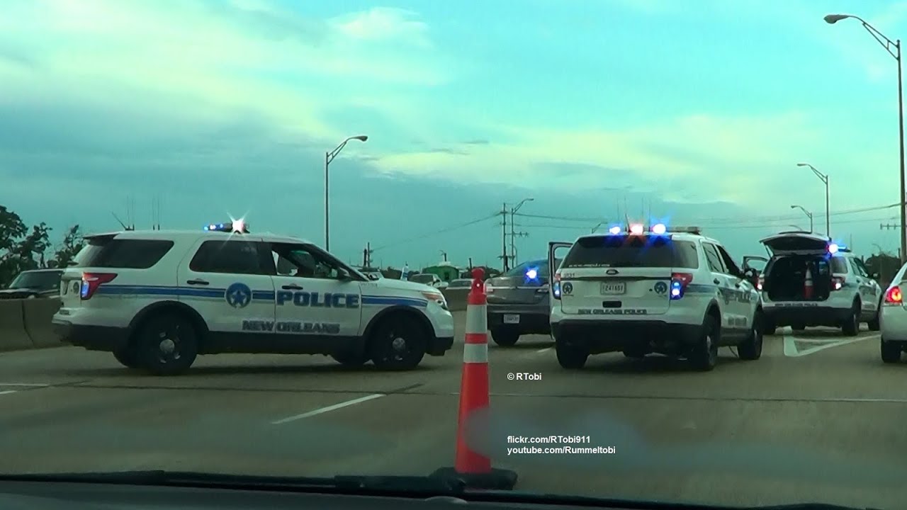 6 New Orleans Police Dept. cruisers & 2 DOTD Motorist Assistance Units ...