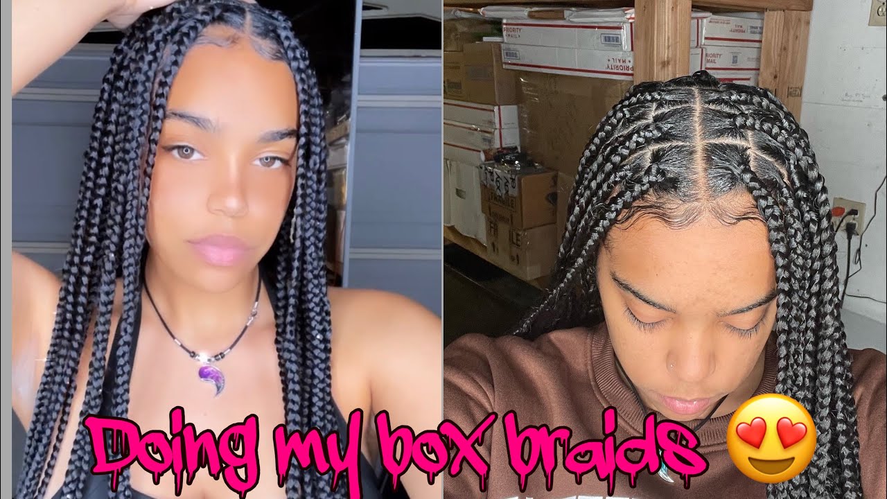 Doing my own box braids 🙌🙌 - YouTube