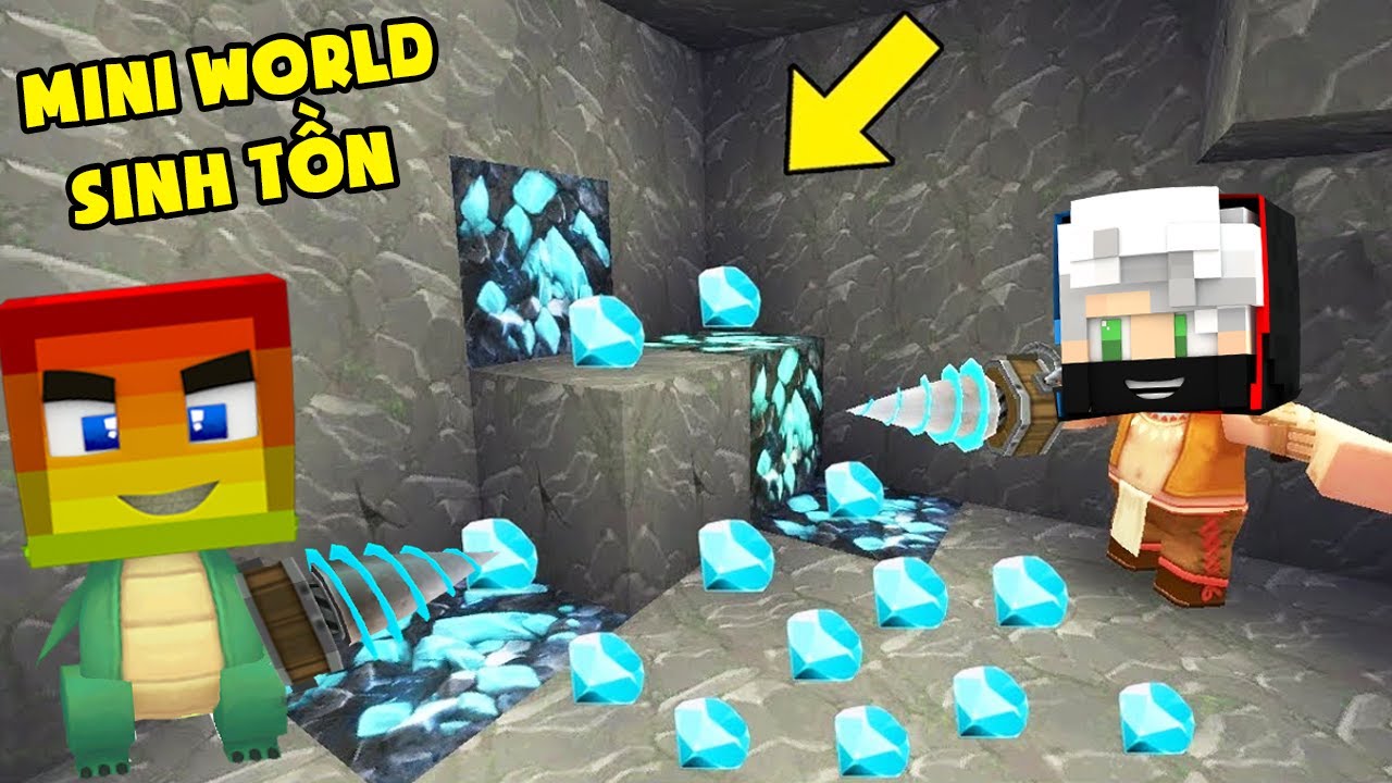 VỪA MỚI VÀO ĐÃ ĐÀO KIM CƯƠNG MỎI TAY ?? NOOB TEAM SINH TỒN MINI WORLD ...